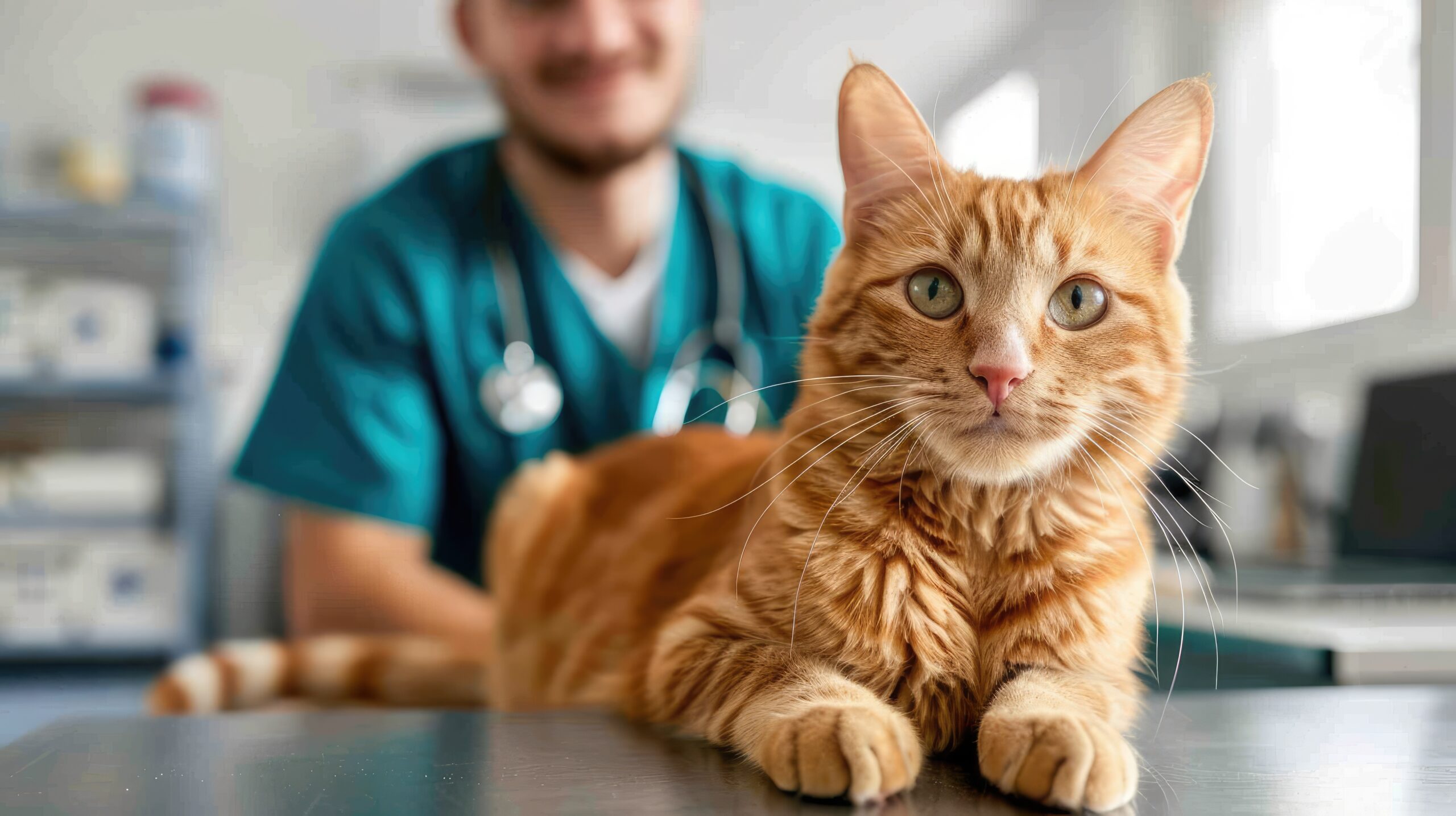 » Blog Archive Red furred cat being examined by a male veterinarian in ...